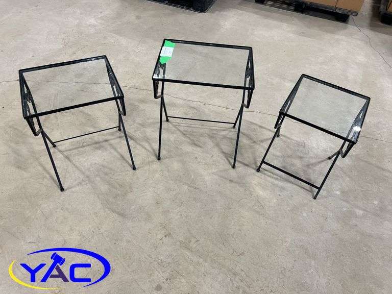 3- Metal Stacking Tables - YAC Auctions