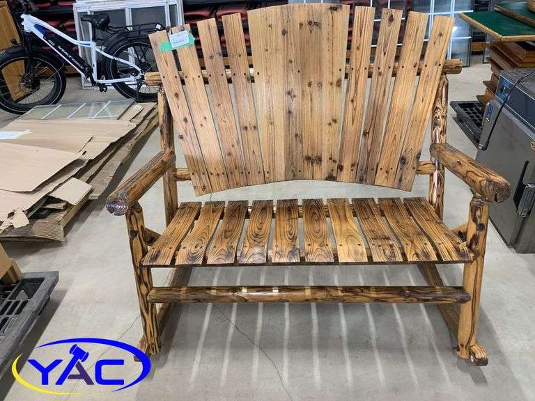 Wooden Outdoor Rocking Bench - YAC Auctions