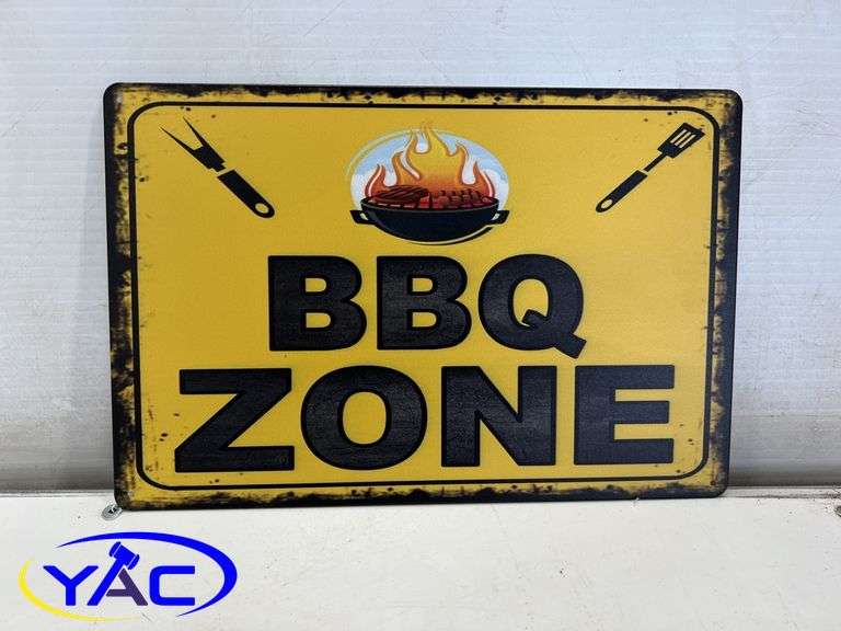 'BBQ Zone' Metal Sign - YAC Auctions