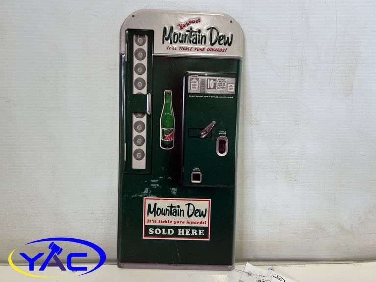 8 1/2" x 18" Metal Mountain Dew Pop Machine Sign - YAC Auctions