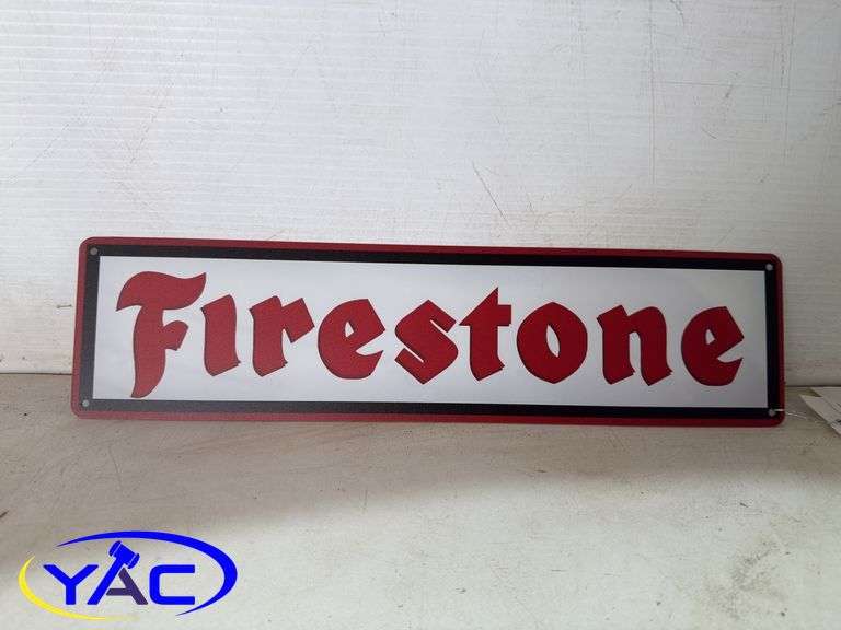 4" x 16" Metal Firestone Door Push Sign - YAC Auctions