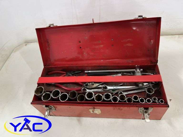 Orange Tool Box W/ Sockets & Screwdrivers - YAC Auctions