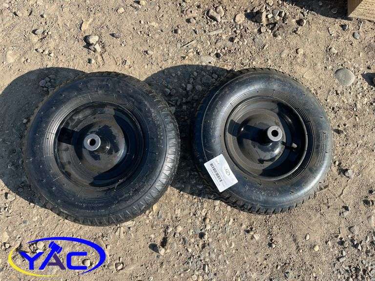 2- 480/400 8" Tire & Rim Assembly For Wheel Barrow - YAC Auctions