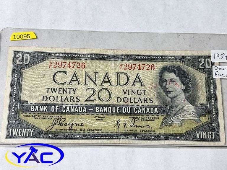 1954 $20 Bill - Devil's Face Twenty Dollar Bill - YAC Auctions