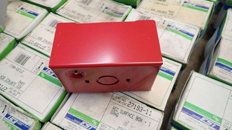 Lot of (84) EST Red Surface Boxes - Yellow Tag Auctions