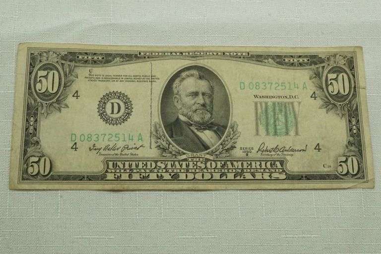 1950B $50 Bill - Yellow Tag Auctions