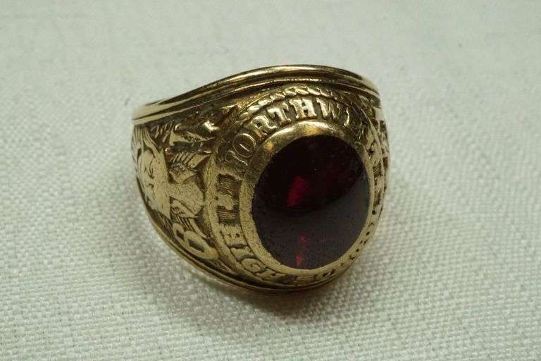 10K Yellow Gold Class Ring w/Red Stone - Yellow Tag Auctions