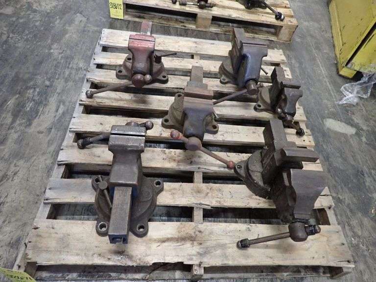Lot of (6) Reed Industrial Bench Vises - Yellow Tag Auctions