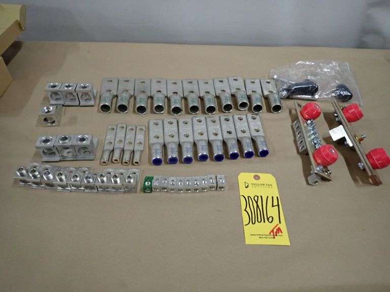 Lot of (54) Assorted Bus Bars, Compression Lugs and Bolt Hole Lugs ...