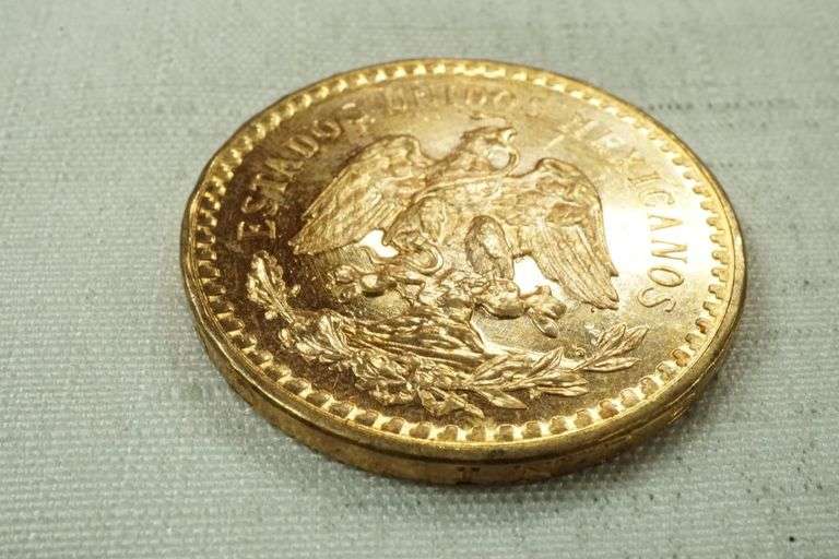 1947 50 Pesos Mexican Gold Coin - Yellow Tag Auctions