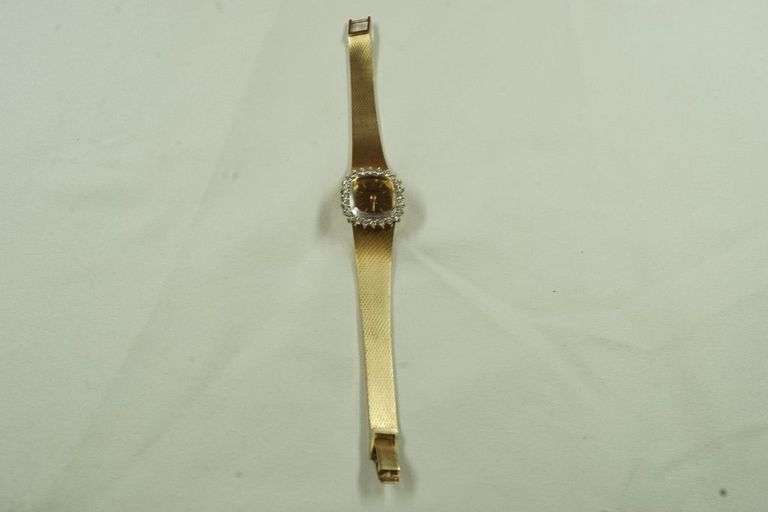 14k Yellow Gold Diamond Bezel Bulova Ladies Watch w/14k Yellow Gold ...