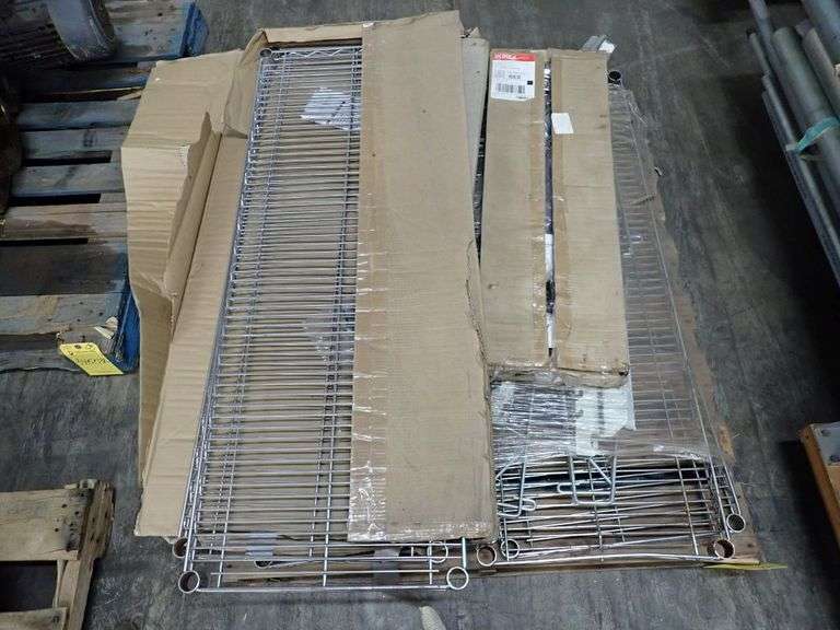 Lot of Uline Chrome Wire Shelving Components - Yellow Tag Auctions