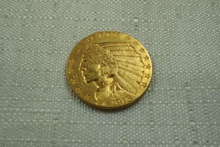 1913 $2.5 Indian Head Gold Eagle - Yellow Tag Auctions