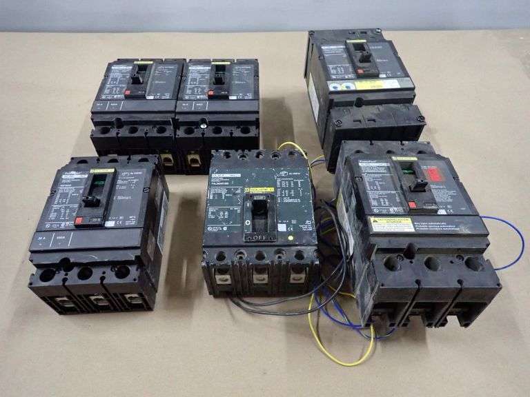 Lot of (6) Square D Circuit Breakers - Yellow Tag Auctions