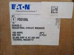 Lot of (5) Eaton 100A Industrial Circuit Breakers - Yellow Tag Auctions