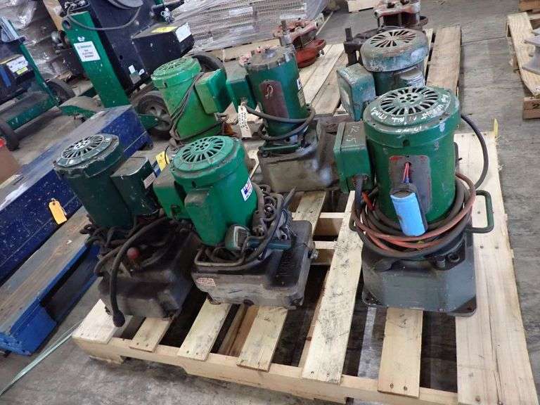 Lot of (6) Greenlee Hydraulic Pumps with Motors - Yellow Tag Auctions