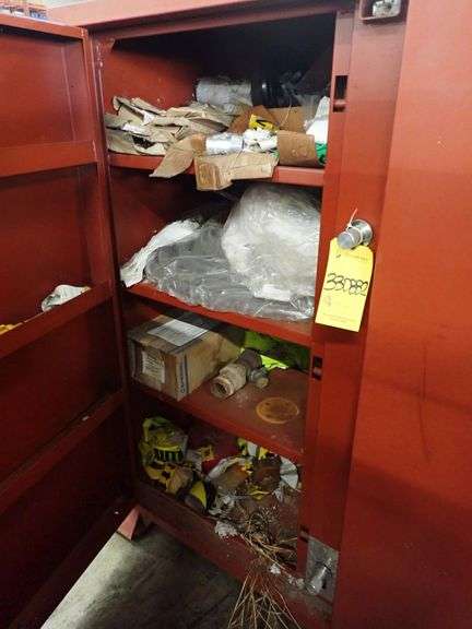 Jobox 24" Deep Heavy Duty 2-Door Storage Cabinet with Contents - Yellow ...