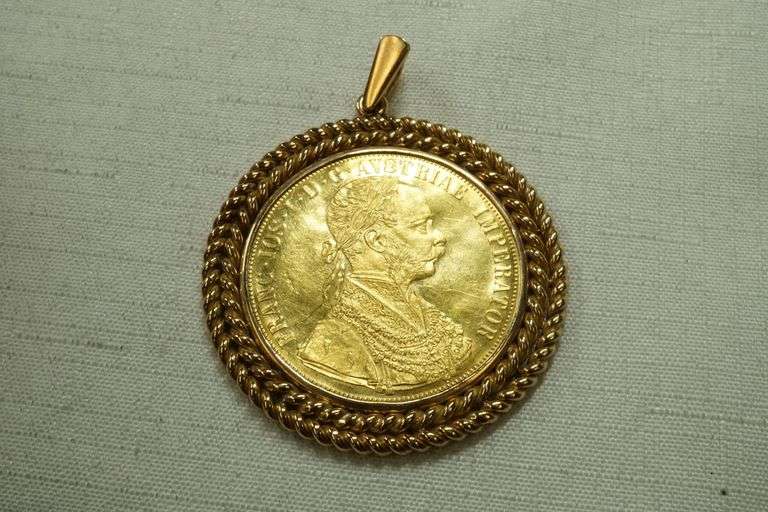 1915 Austrian Ducat Gold Coin in 14k Yellow Gold Coin Holder - Yellow ...