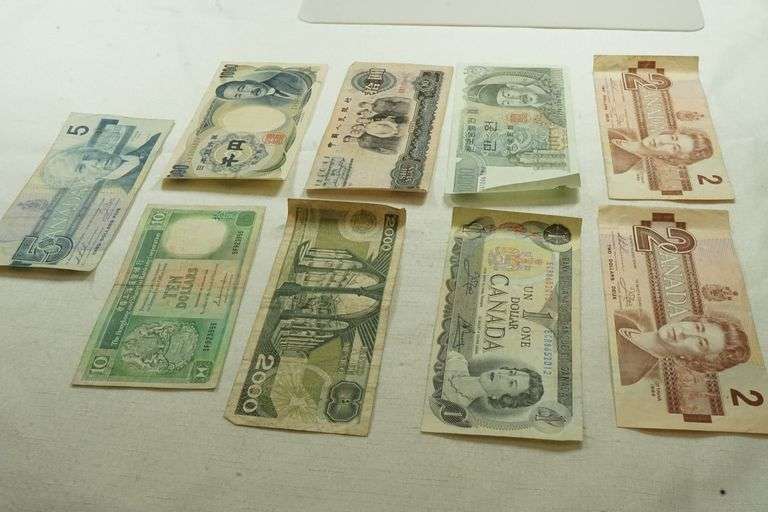 Lot of (9) Foreign Bills - Yellow Tag Auctions