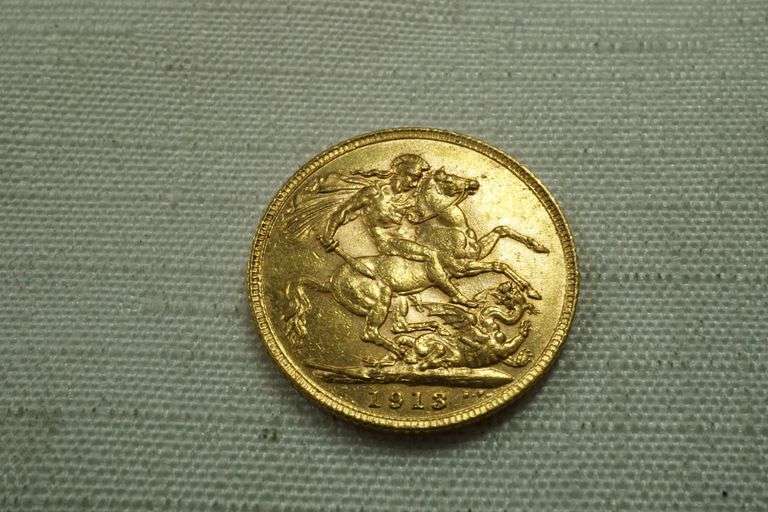 1913 British Gold Sovereign - Yellow Tag Auctions