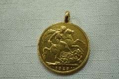 1925 British Gold Sovereign Made into Charm - Yellow Tag Auctions