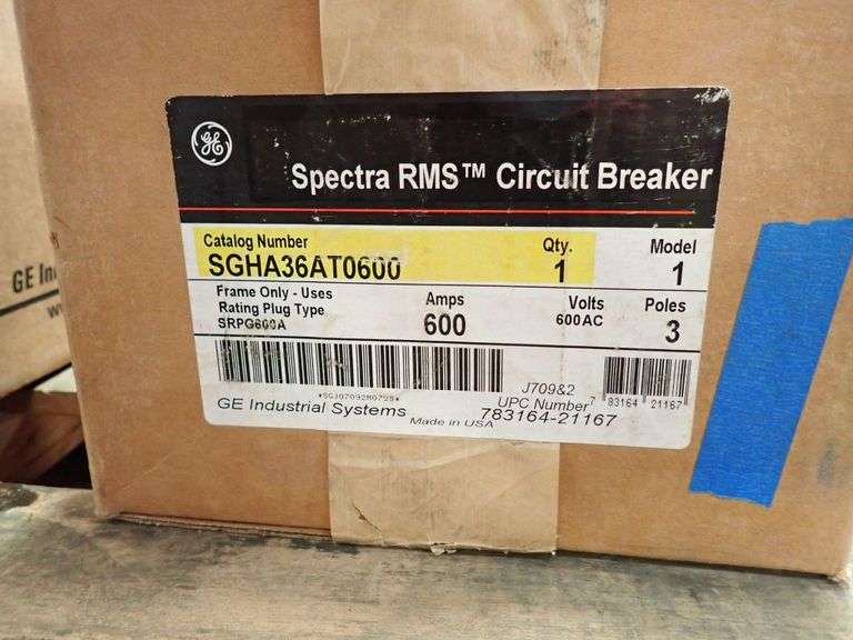 Lot of (3) GE Spectra RMS 600A Circuit Breakers - Yellow Tag Auctions