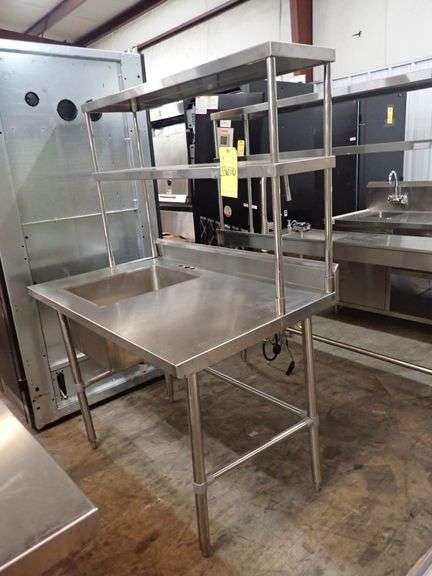 48" Stainless Steel Work Table with Sink and Overhead Shelf - Yellow ...