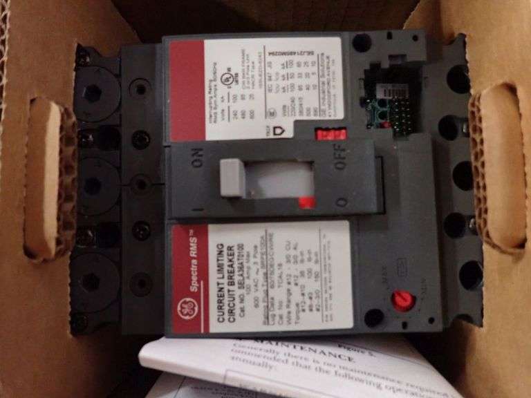 Lot of (7) GE Spectra RMS 100A Circuit Breakers - Yellow Tag Auctions