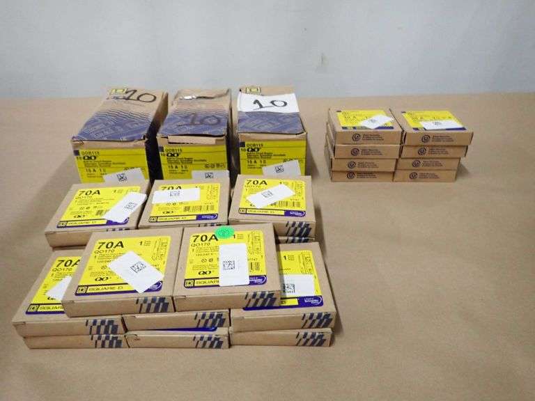 Lot of (55) Square D Circuit Breakers - Yellow Tag Auctions