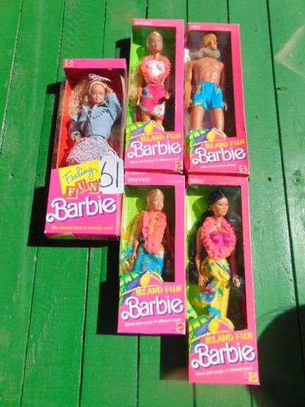 ISLAND FUN 1987 KEN, BARBIE, MIKO, SKIPPER, 1988 FEELING FUN BARBIE ...
