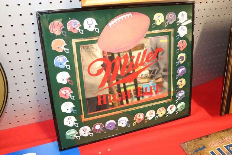 MILLER HIGHLIFE FOOTBALL MIRROR - Ziemer Hilbrands Auctions