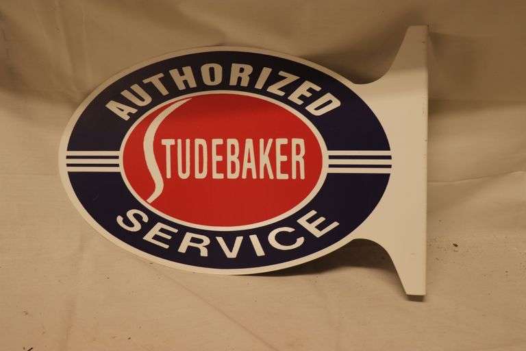 STUDEBAKER DOUBLE SIDED METAL SIGN 20" - Ziemer Hilbrands Auctions