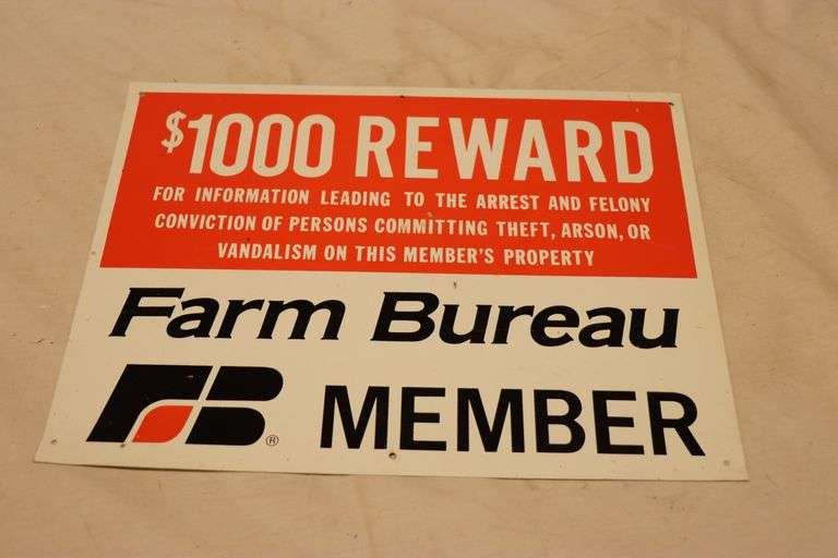 FARM BUREAU METAL SIGN 12 X 16 - Ziemer Hilbrands Auctions