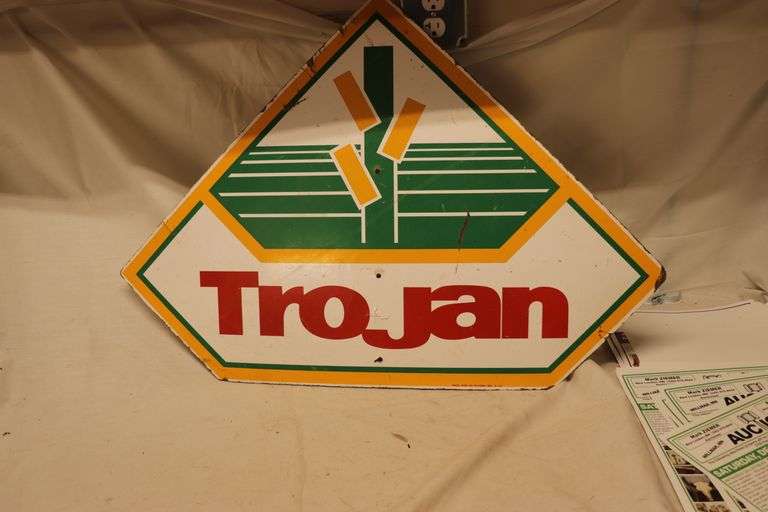 TROJAN SEED SIGN DOUBLE SIDED - Ziemer Hilbrands Auctions