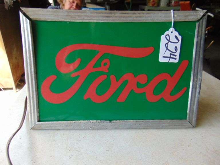 FORD LIGHTED METAL SIGN FRAME - Ziemer Hilbrands Auctions