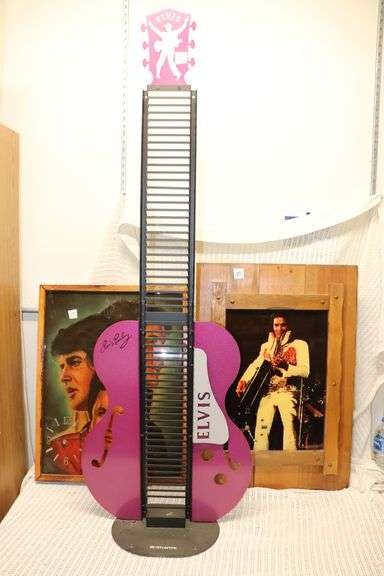 ELVIS CLOCK, CD HOLDER, WOOD WALL ART - Ziemer Hilbrands Auctions