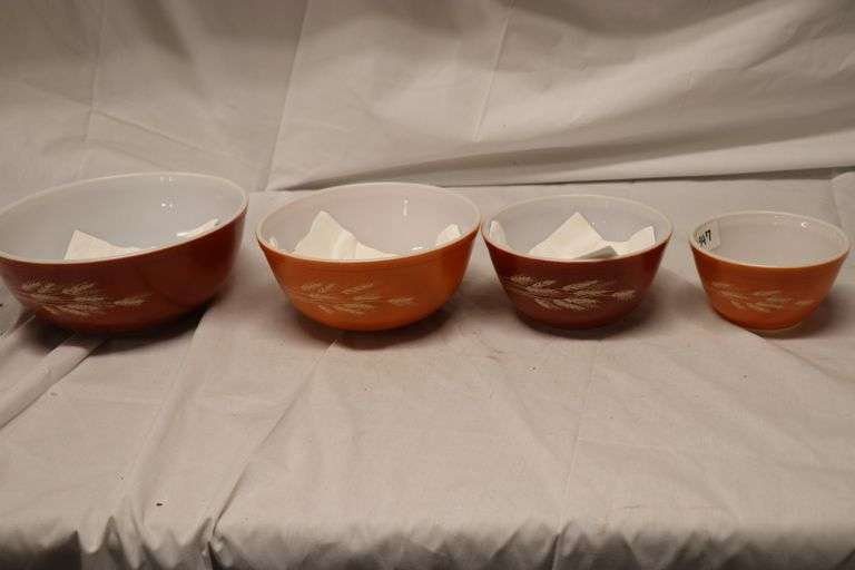 PYREX NESTING BOWLS AUTUMN HARVEST WHEAT PATTERN - Ziemer Hilbrands ...