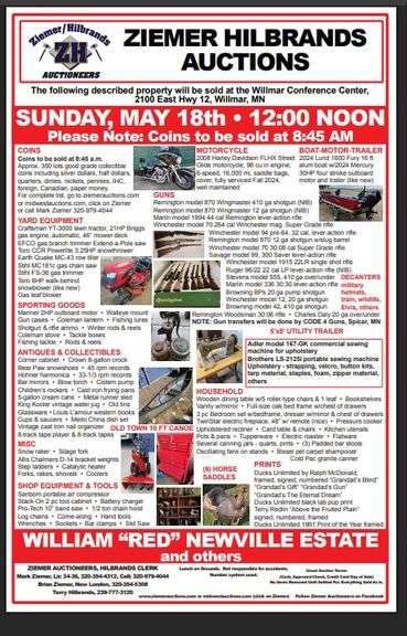 WILLIAM RED NEWVILLE ESTATE & OTHERS, WILLMAR MN, LIVE ONLY - Ziemer ...