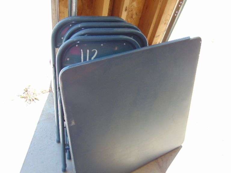 BLUE CARD TABLE WITH 4 CHAIRS - Ziemer Hilbrands Auctions