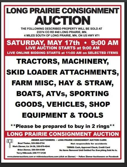 LONG PRAIRIE CONSIGNMENT, LONG PRAIRIE MN, LIVE & ONLINE - Ziemer ...