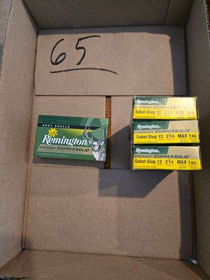 (5) BOXES REMINGTON PREMIER COPPER SOLID SABOT SLUG 12GA 2 3/4" 1OZ ...