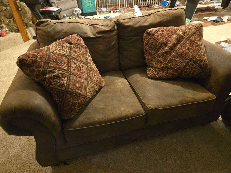 MICROFIBER SOFA SLEEPER LOVE SEAT WITH FOOT STOOL - Ziemer Hilbrands Auctions