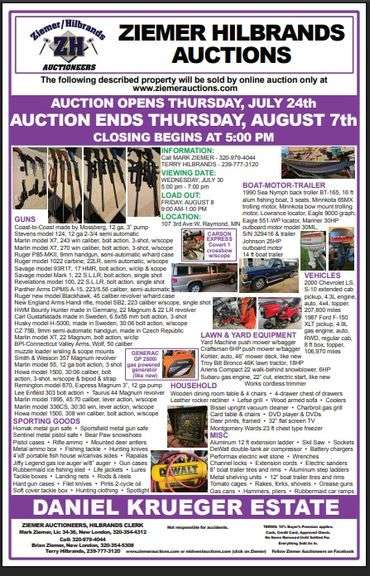 DANIEL KRUEGER ESTATE, RAYMOND MN, ONLINE ONLY - Ziemer Hilbrands Auctions