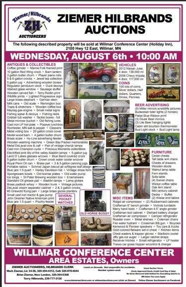 AREA ESTATES, (WILLMAR CONFERENCE CENTER) WILLMAR MN, LIVE ONLY ...