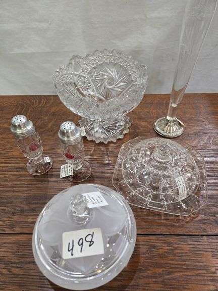 WESTMORLAND S/P, BUTTER DISH, BUD VASE, COMPOTE - Ziemer Hilbrands Auctions