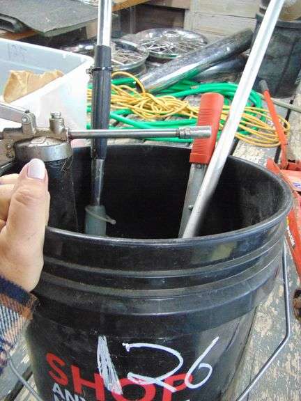 BUCKETS WITH GREASE GUN, HOSE WAND, GARDEN HOSE AND ELECT CORD - Ziemer ...